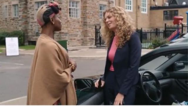 Theory navy blue alldrew trousers worn by Frankie Coyne (Juno Ruddell ...