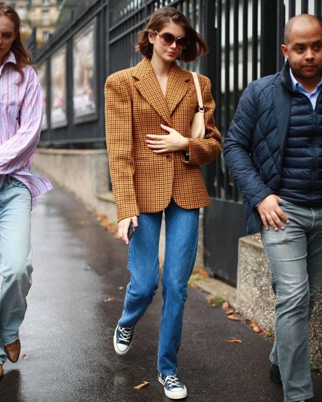 Blue Converse Chuck Taylor High Top Sneaker worn by Kaia Jordan Gerber ...