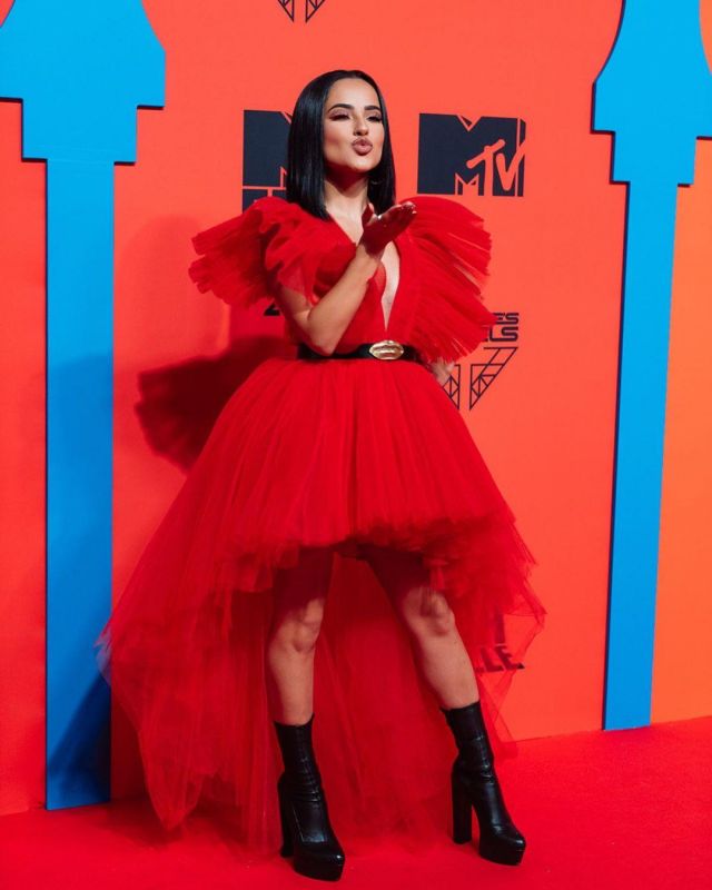 Ruthie Davis Mick­ey Stretch Boots of Becky G on the Instagram account ...