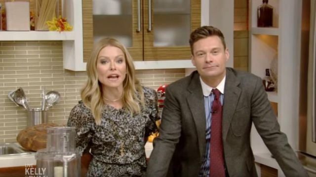 Rebecca taylor Ruf­fled Leop­ard-Print Dress by worn by Kelly Ripa on ...
