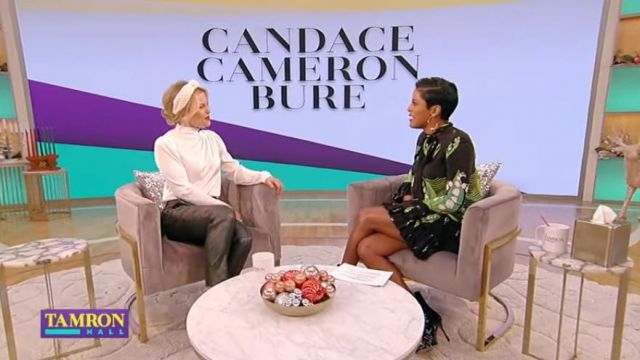 Veronica beard Carl­son Lurex Trousers worn by Candace Cameron-Bure on ...