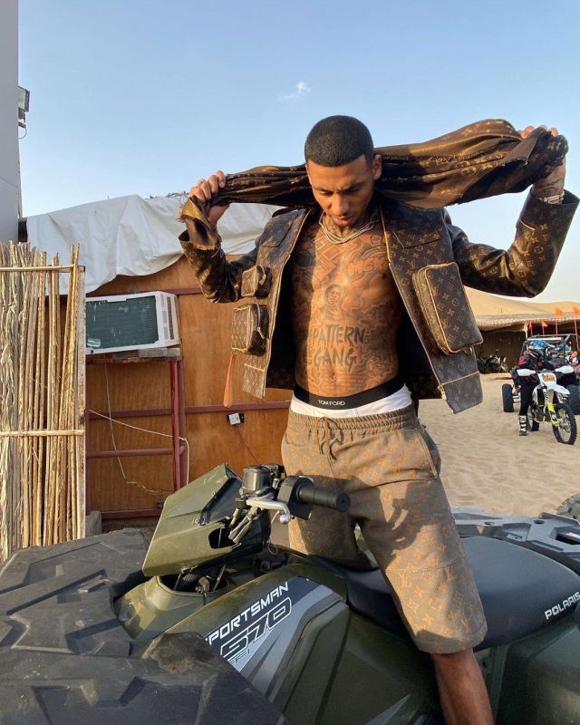 The Louis Vuitton monogram leather jacket worn by Fredo on his ...