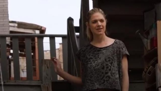 Dark Grey Paw Pina Boxy Leopard Print Top worn by Tami (Kate Miner) in ...