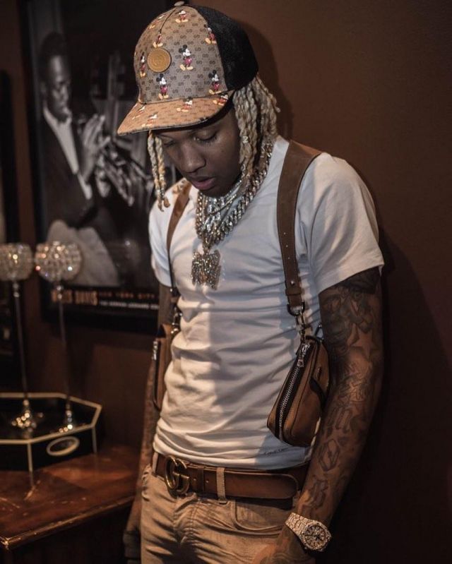 Amiri Brown Double-pouch suede harness of Lil Durk on the Instagram ...