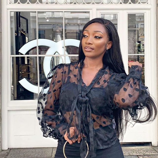 Spot Or­gan­za Pussy Bow Blouse of Liz Williams on the Instagram ...