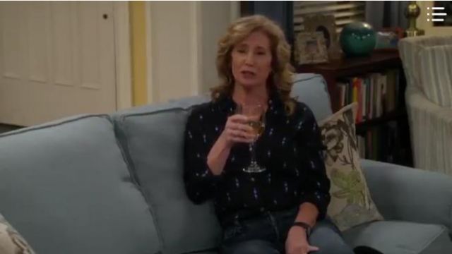 Black Print­ed Satin Shirt worn by Vanessa Baxter (Nancy Travis) in ...