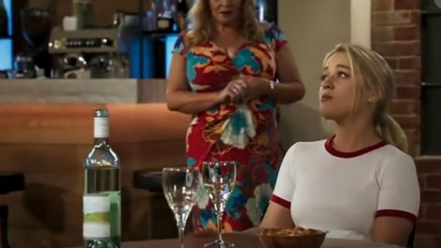 White & Red Ringer Tee worn by Roxy Willis in Neighbours January 2020 ...