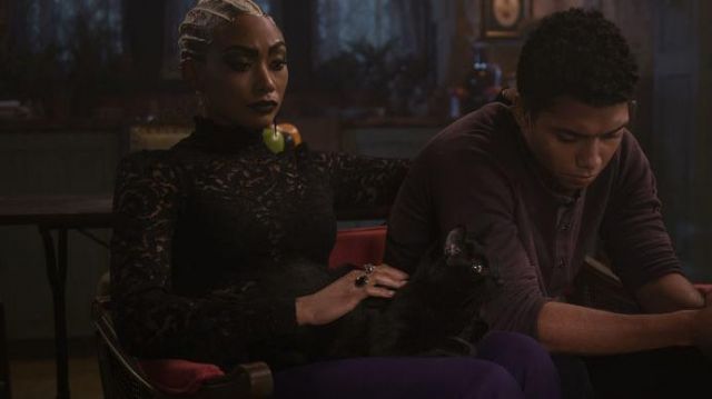 Black lace ruffle top of Prudence Night (Tati Gabrielle) in Chilling ...