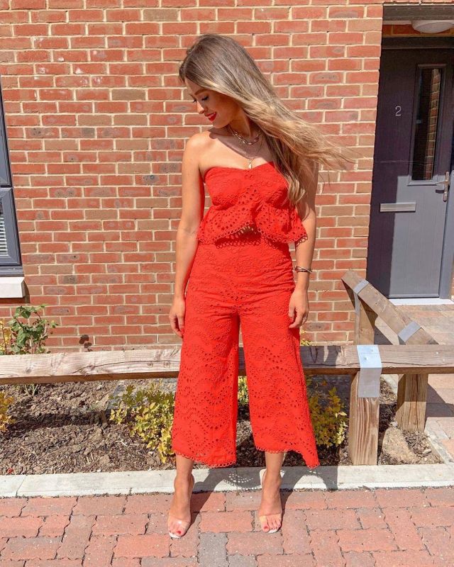 Topshop Red Jump­suit of Charlotte Rose on the Instagram account ...