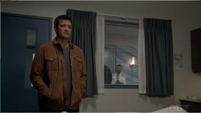 Suede Zip Jack­et worn by John Nolan (Nathan Fillion) in The Rookie ...