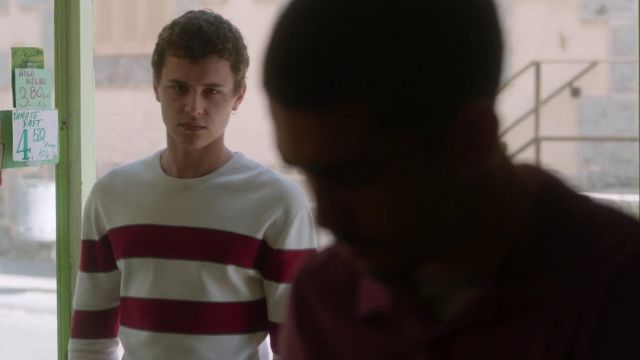 The sweater white with red stripes of Ander (Arón Piper) in Elite ...