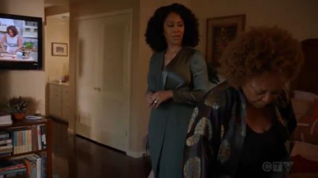 Green Satin Wrap Dress worn by Lola Carmichael (Simone Missick) in All ...