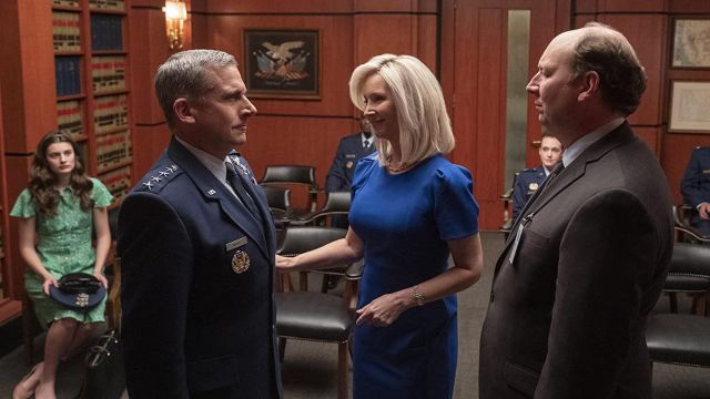 Royal Blue Dress worn by Maggie Naird (Lisa Kudrow) in Space Force (S01 ...