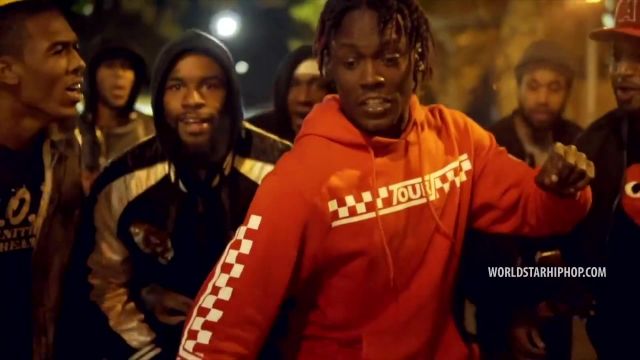 Sweatshirt hooded red and white of a dancer in the clip Kooda of ...