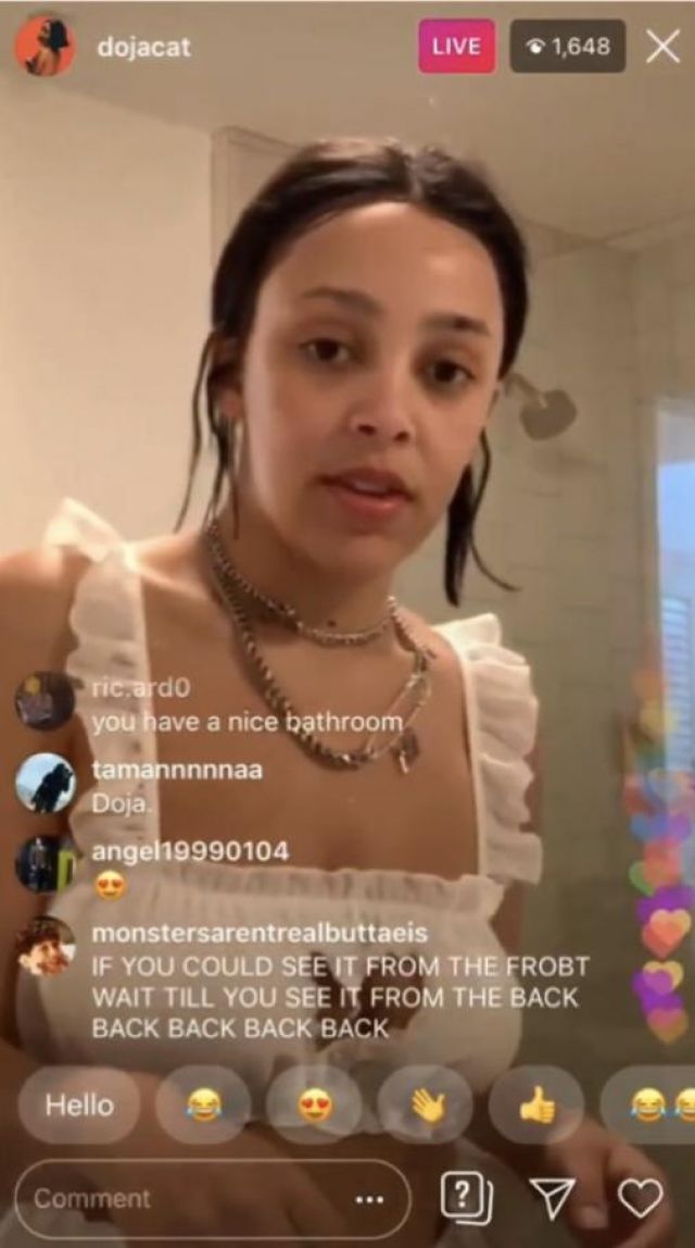 White ruffle bandeau heart cut out top worn by Doja Cat on Instagram ...