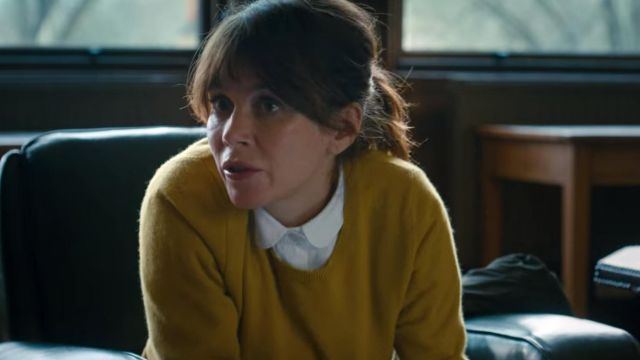 White shirt with club collar worn by Marcella Backland (Anna Friel) in ...