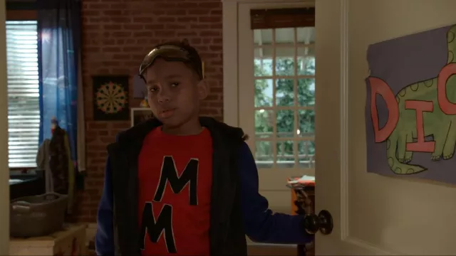 MM T-Shirt in red worn by Dion Warren (Ja'Siah Young) in Raising Dion ...