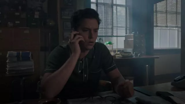 Tom Snyder Cotton Silk Tipped Polo Sweater worn by Jughead Jones (Cole ...