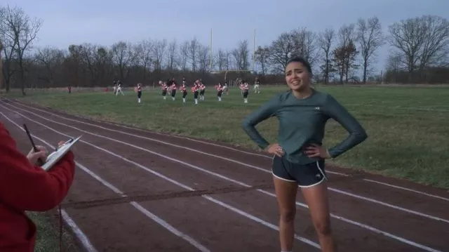 Tracksmith Van Cortlandt Shorts in Navy Ivory worn by Noa Olivar (Maia ...