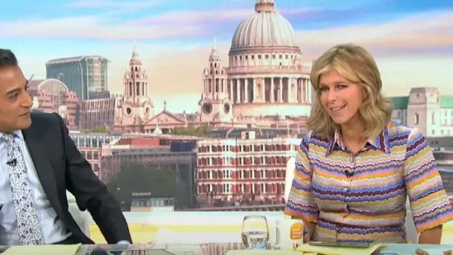 Phoebe Grace Daisy Dress in Purple Waves worn by Kate Garraway as seen ...