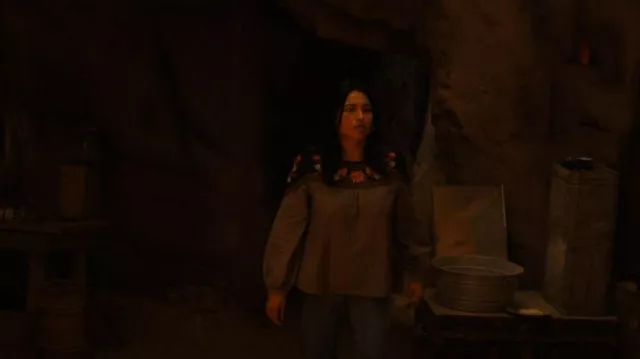 Soulshine Boutique Embroidered Stripe Floral Top worn by Helen Atcitty ...