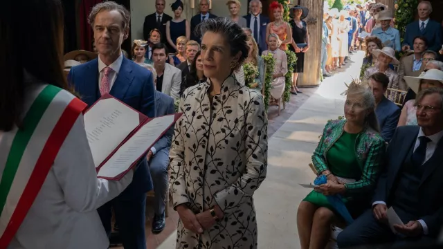 Longline Floral Coat worn for her wedding by Caroline Collingwood ...