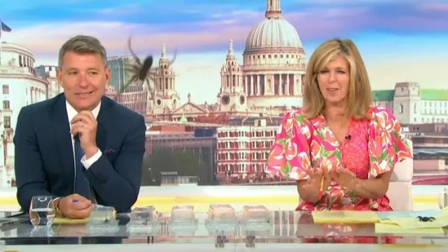 Threadbare Pink Floral Satin Wrap Dress worn by Kate Garraway as seen ...