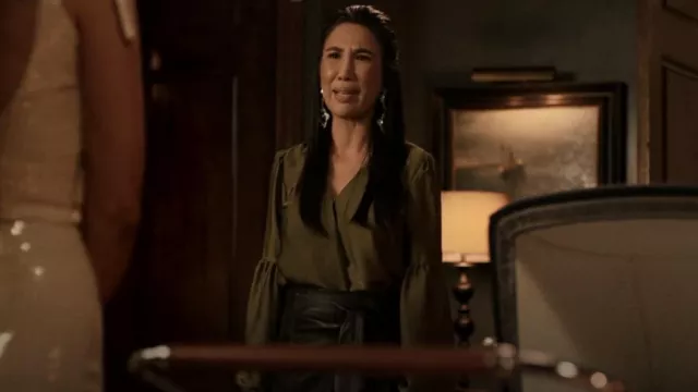 Michael Kors Hammered Stain Wrap Top worn by Ellen (Grace Junot) as ...