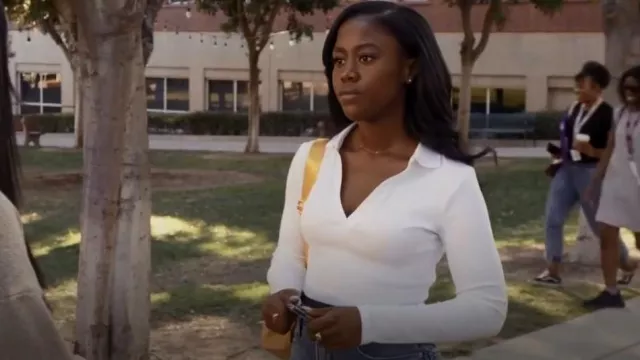 Abercrombie Long Sleeve Ribbed Polo Top worn by Lesette Latimer as seen in All American ...