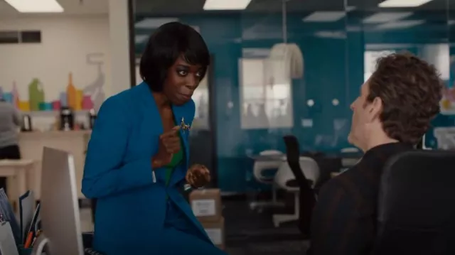 Zara Blue Collarless Blazer worn by Marla (Lisa Codrington) as seen in ...