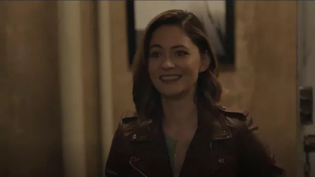AllSaints Balfern Biker Jacket worn by Dr. Elizabeth Wilder(Sandra Mae ...