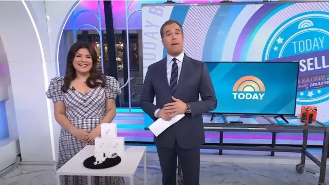 Tanya Taylor Danielle Plaid Midi Dress worn by Adrianna Barrionuevo as ...