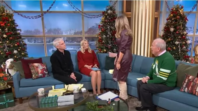 LK Bennett Agathe Red Satin Bow Pumps worn by Holly Willoughby as seen ...