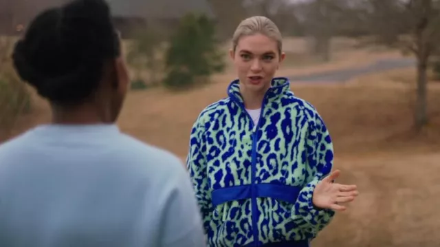 Nike Sher­pa Leop­ard Jack­et worn by Lizzie Saltzman (Jenny Boyd) as ...