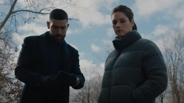 Naked Cashmere Rachel Puffer Jack­et worn by Special Agent Maggie Bell ...