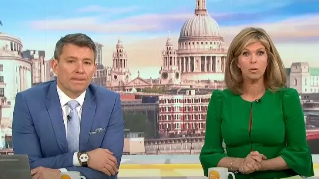 Cefinn Daphne Pin Corduroy Round Neck Maxi Dress worn by Kate Garraway ...
