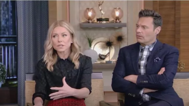 Saint Laurent Shirt in Matte and Shiny Silk worn by Kelly Ripa as seen ...