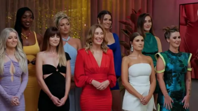 Meagan Cobalt Blue Mi­ni Dress worn by Jasmine Absolom as seen in The ...