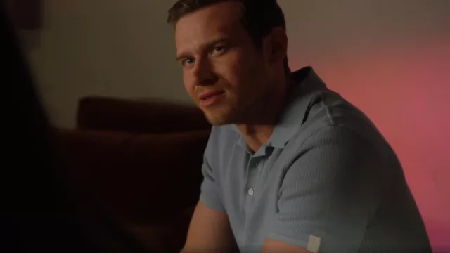 Rag & Bone Harvey Knit Polo Shirt worn by Evan 'Buck' Buckley (Oliver ...