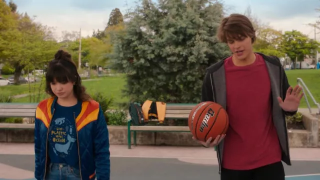 Rising Sun Quilted blue jacket worn by Mandy Yang (Peyton Elizabeth Lee ...