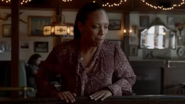 Paige Maline Print Silk Blouse worn by Danny James (Jaime Lee Kirchner ...