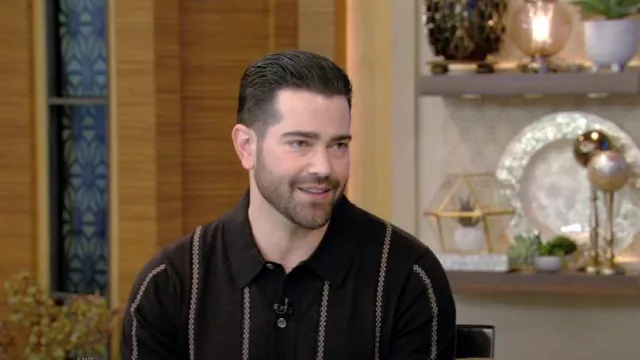 Todd Snyder Deco Stripe Full Placket Polo worn by Jesse Metcalfe as ...