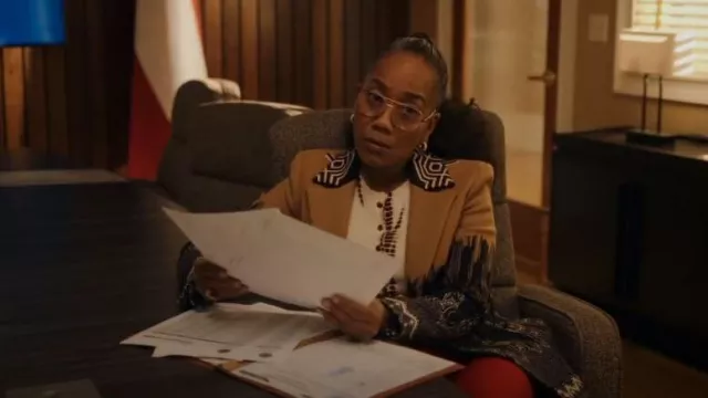 Etro Mi­lano Print­ed Wool Long Jack­et worn by Amanda Wagner (Sonja ...