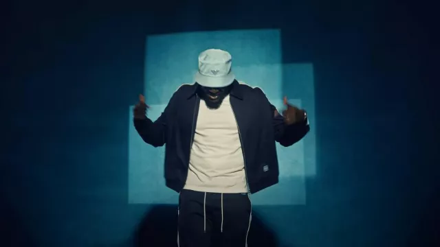 Loewe Navy & Light Blue Stripe Track Jacket worn by Stormzy in THE ...