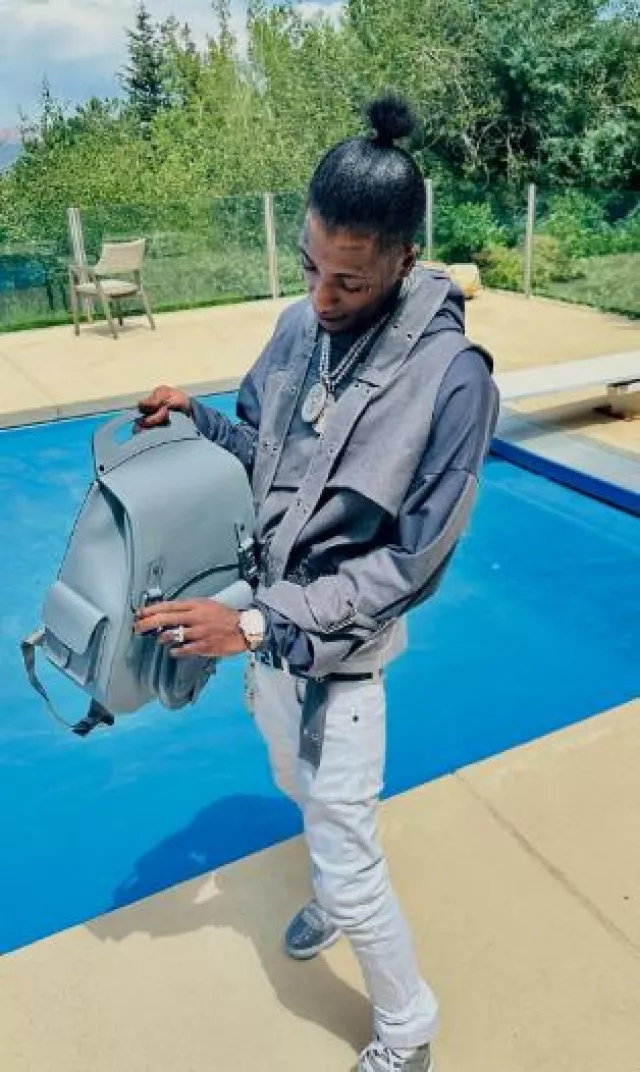 Dior Grey Maxi Gallop Backpack worn by YoungBoy Never Broke Again on ...