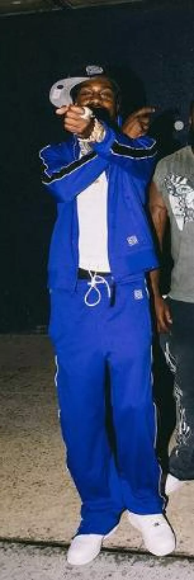 Loewe Royal Blue & Black Stripe Trackpants worn by Lil Tjay on his ...