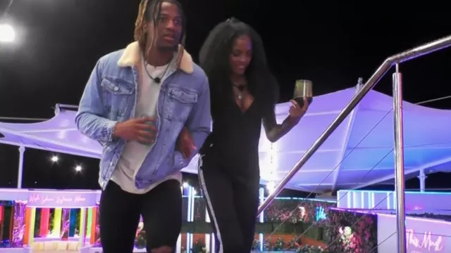 Boohoo Diamante Side Stripe Detail Trousers worn by Destiny Davis as ...