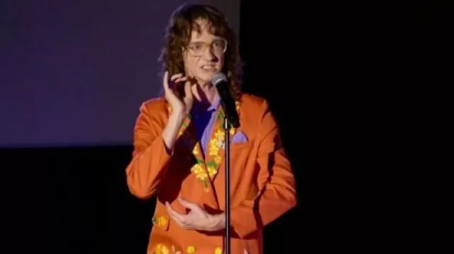 70s Floral printed Orange Suit worn by Chris Fleming as seen in Hell live performance | Spotern