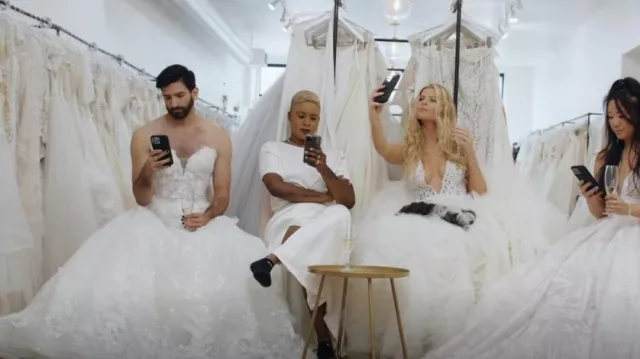 Queenly White Size 8 A-line Gown worn by Kris Kelkar as seen in Swiping ...