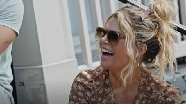 Reformation Floral Toulouse Wrap Blouse Country Floral worn by Reagan ...